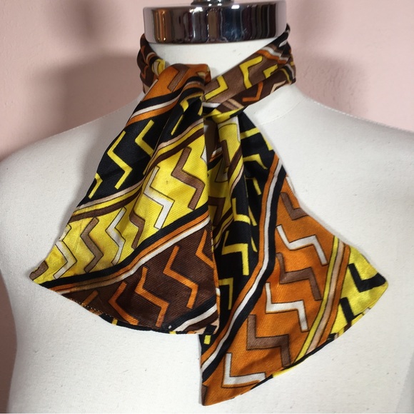 Vintage | Accessories | Vintage 6 70 Retro Mod Geometric Yellow Brown ...